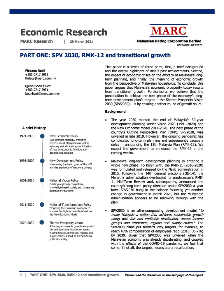 PART ONE: SPV 2030, RMK-12 and transitional growth - MARC